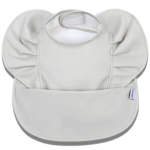 bibtique ruffle smock bibs for babies 6-24 months - waterproof food catcher bibs with pocket - mess proof baby eating bibs