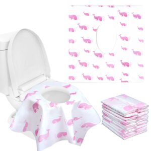 21 pack toilet seat covers disposable, extra large disposable toilet seat covers for adults, individually wrapped potty training liners with non-slip adhesives for kids in home, restrooms&travel -pink