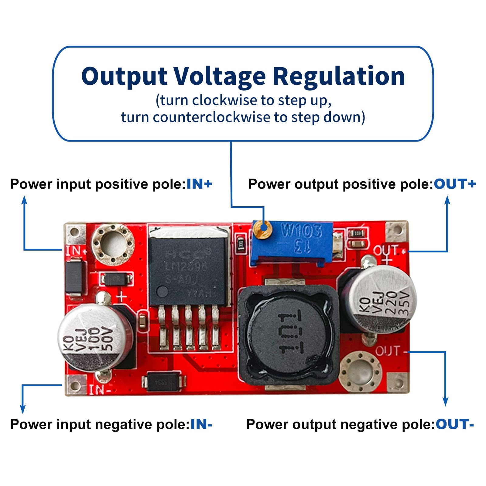 Stemspace DC to DC 5-40V to 1.5-36V Buck Converter Step Down Module High Efficiency Voltage Regulator Module-PM96