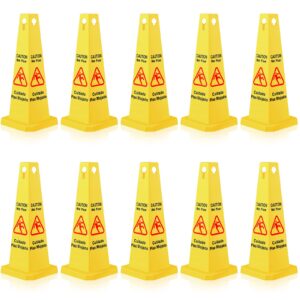 10 pieces floor safety cone yellow caution wet floor sign 4 sided floor wet sign public caution wet floor cone yellow avoid fall slip accident for indoors and outdoors