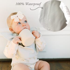 Bibtique Ruffle Smock Bibs For Babies 6-24 Months - Waterproof Food Catcher Bibs With Pocket - Mess Proof Baby Eating Bibs