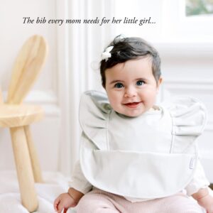 Bibtique Ruffle Smock Bibs For Babies 6-24 Months - Waterproof Food Catcher Bibs With Pocket - Mess Proof Baby Eating Bibs