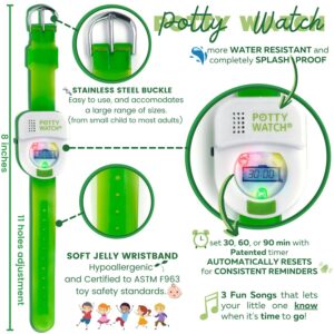 Potty Time:The Original Potty Watch|Water Resistant,Toilet Training Aid,Warranty(30|60|90 Min Auto Timers w/Music & Flashing Lights for Fun & Gentle Reminders) Green,Space Sticker Chart & Battery Kit