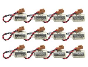 eva(12-pack) cr14250se 3v 1800mah lithium battery replacement for sanyo fdk 1/2aa plc battery 1747-ba backup power supply with brown plug