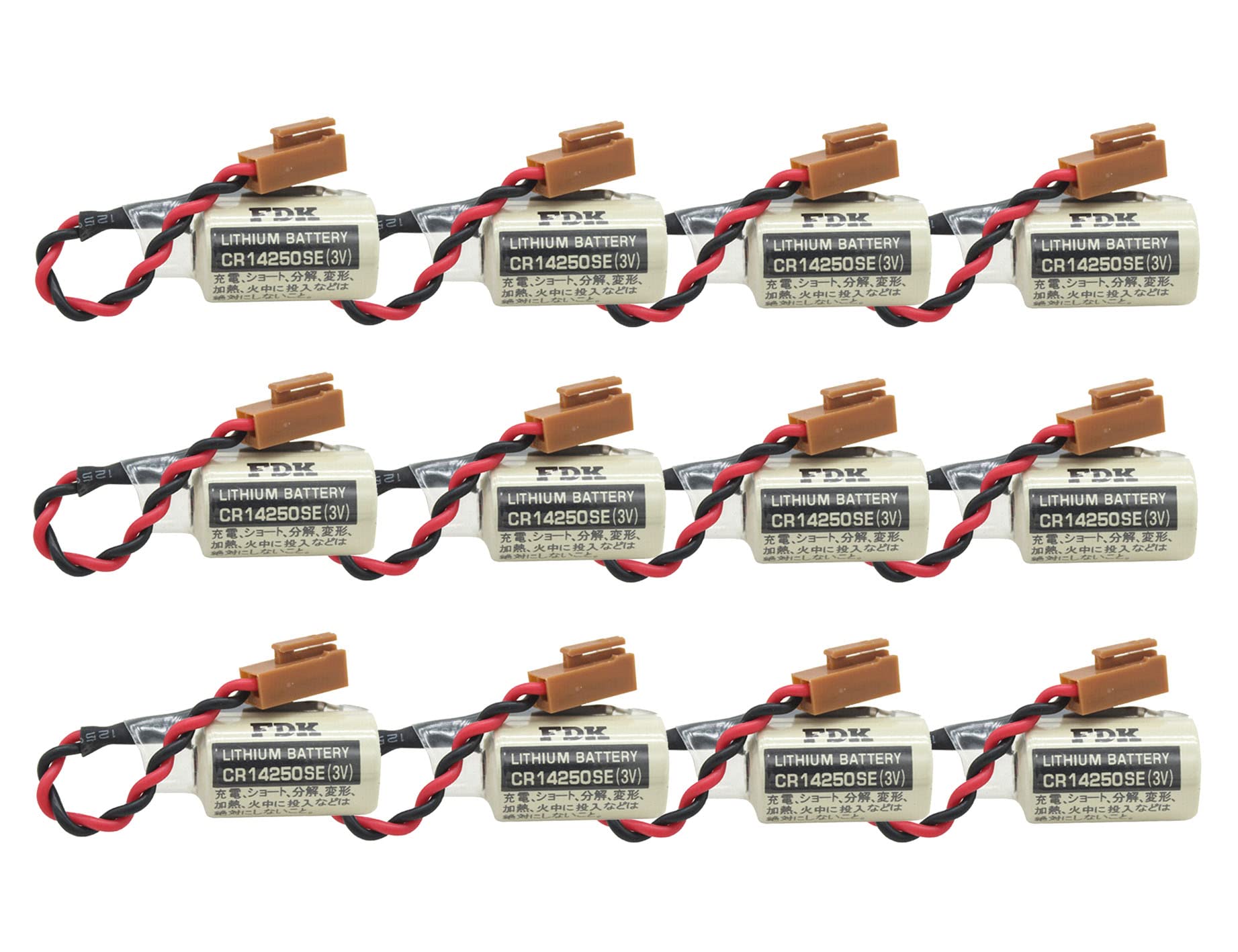 EVA(12-Pack) CR14250SE 3V 1800mAh Lithium Battery Replacement for Sanyo FDK 1/2AA PLC Battery 1747-BA Backup Power Supply with Brown Plug