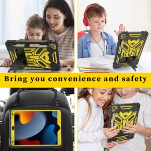 HOGENL for iPad 9th 8th 7th Generation Case for Kids Boys with Pencil Holder,for iPad 10.2 Case with Kickstand Shoulder Strap Heavy Duty Shockproof Protective Cover,Black+Gold