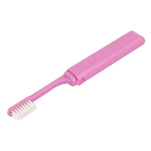 qtqgoitem soft plastic bristles travel hiking foldable toothbrush pink (model: 4d0 9f0 ee0 f2e 420)