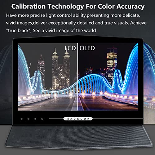 OLED Portable Touchscreen Monitor, 13.3" 2K 1MS Portable Gaming Monitor 100% DCI-P3 Ultra-Thin Computer External Display, External Second Screen USB C/HDMI Monitor with Smart Cover