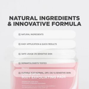 Ingrown Hair Pads | Ingrown Hair Pads with Body Exfoliating Serum for Ingrown Hairs, Strawberry Legs, Butt Acne and Razor Bumps | Ingrown Hair Pads with BHA Exfoliant | Glycolic Acid Pads | 60 Pads