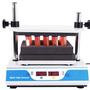 HFBTE Vortexer Mixer Speed 100 to 2500rpm Multiple Tubes Vortex Mixer Professional Bottle Lab Ink Glue Blood Vortexer Mixer Shaker with DC Brushless Motor Foam Rack 15xφ22mm Test Tube φ22-φ25mm 25ml