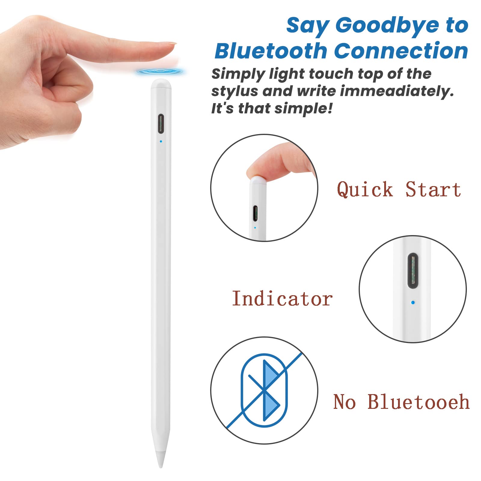 Active Stylus Pencil for Samsung Galaxy Tablet A9 A8 A7,New Plastic Point Tip with Precise and Accurate Drawing Pencil Compatible with Samsung Galaxy Tablet A9 A8 A7 Stylus Pen,White