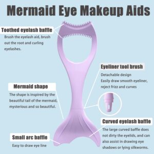 Mermaid Mascara Guard, Silicone Mascara Shield Applicator, Eyelash Comb Cosmetic Tool, Reusable Makeup Eyelash Tool, Detachable (Purple)