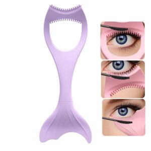 mermaid mascara guard, silicone mascara shield applicator, eyelash comb cosmetic tool, reusable makeup eyelash tool, detachable (purple)