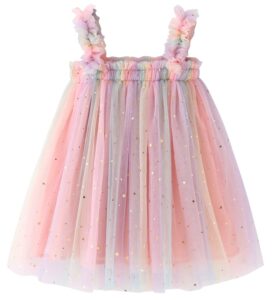 agqt toddler girls tutu dress sleeveless kids tulle tutu dress birthday party babydoll dresses sequin star-pink size 2-3t