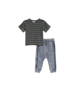 splendid baby boys maverick jogger set for infants and toddlers, castor grey stripe, 18-24m us