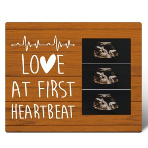 baby ultrasound picture frame, love at first heartbeat, new mom gifts, baby pregnancy announcements gifts for first time new dad mom ready to be, baby shower gifts for first time parents ready to be