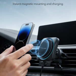 ESR for MagSafe Car Mount Charger with CryoBoost, Magnetic Wireless Car Charger Compatible with MagSafe Car Charger, for iPhone 16/15/14/13/12, Fast Phone Cooling Charger Set, 36W QC 3.0 Adapter