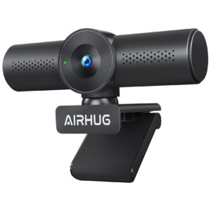 airhug 2k webcam with microphones, usb web cam for computer and laptop plug & play, web camera with privacy cover, 71°,for streaming and conferencing