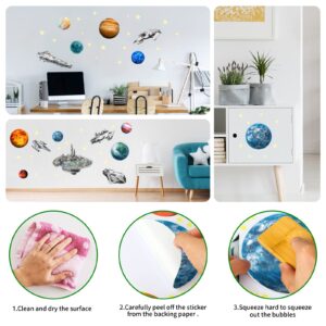 Glow in The Dark Stars Stickers for Ceiling,Planet Kids Wall Stickers for Boys and Girls Bedroom Decor,Solar System Kids Wall Decals for Kids Room Decorations