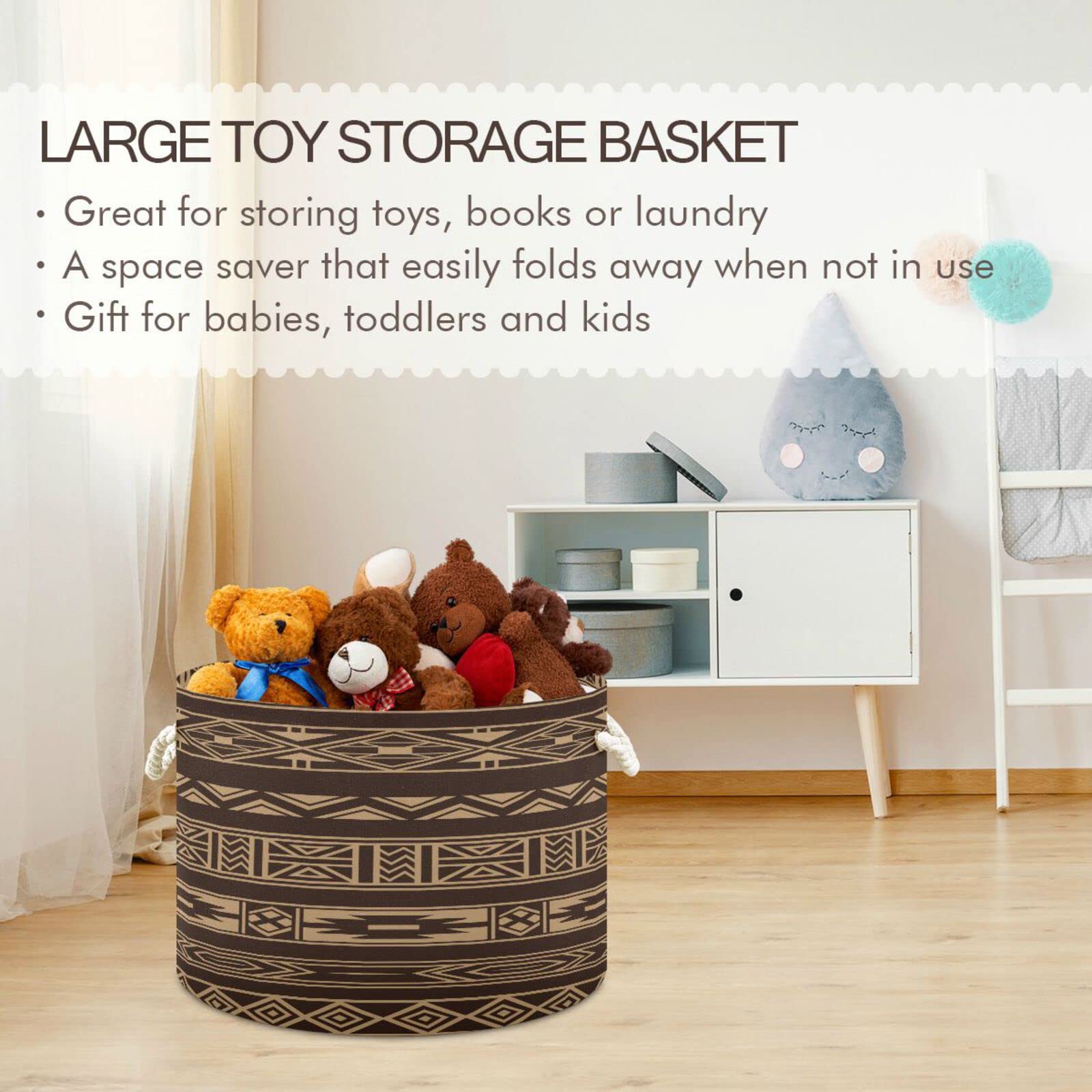 Kigai Cotton Rope Basket African Stripe Large Storage Basket for Toys Blanket Baby Laundry Basket for Nursery, Closet, Bedroom, Home Organization