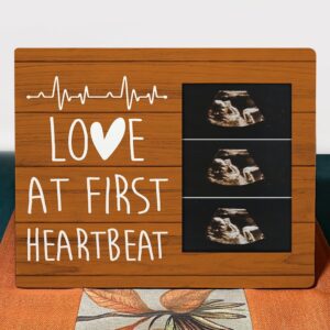 Baby Ultrasound Picture Frame, Love at First Heartbeat, New Mom Gifts, Baby Pregnancy Announcements Gifts for First Time New Dad Mom Ready to Be, Baby Shower Gifts for First Time Parents Ready to Be