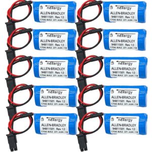 evasen (10-pack) 3.0v 1800mah br2/3a-ab plc battery replacement for allen bradley 1756-ba2 br2/3a-ab 1745-b1