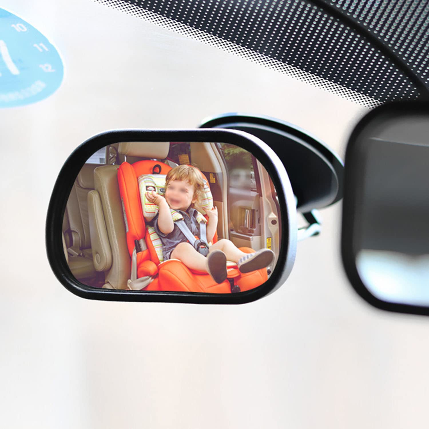 Yonput 1 Pack Car Baby Rearview Mirror, 2 in 1 Auto Baby Observation Mirror, 3.5In x 2.3In Wide Angle Convex 360 Degrees Adjustable Suction Cup Auxiliary Mirror, Universal Aafety Accessories (Black)