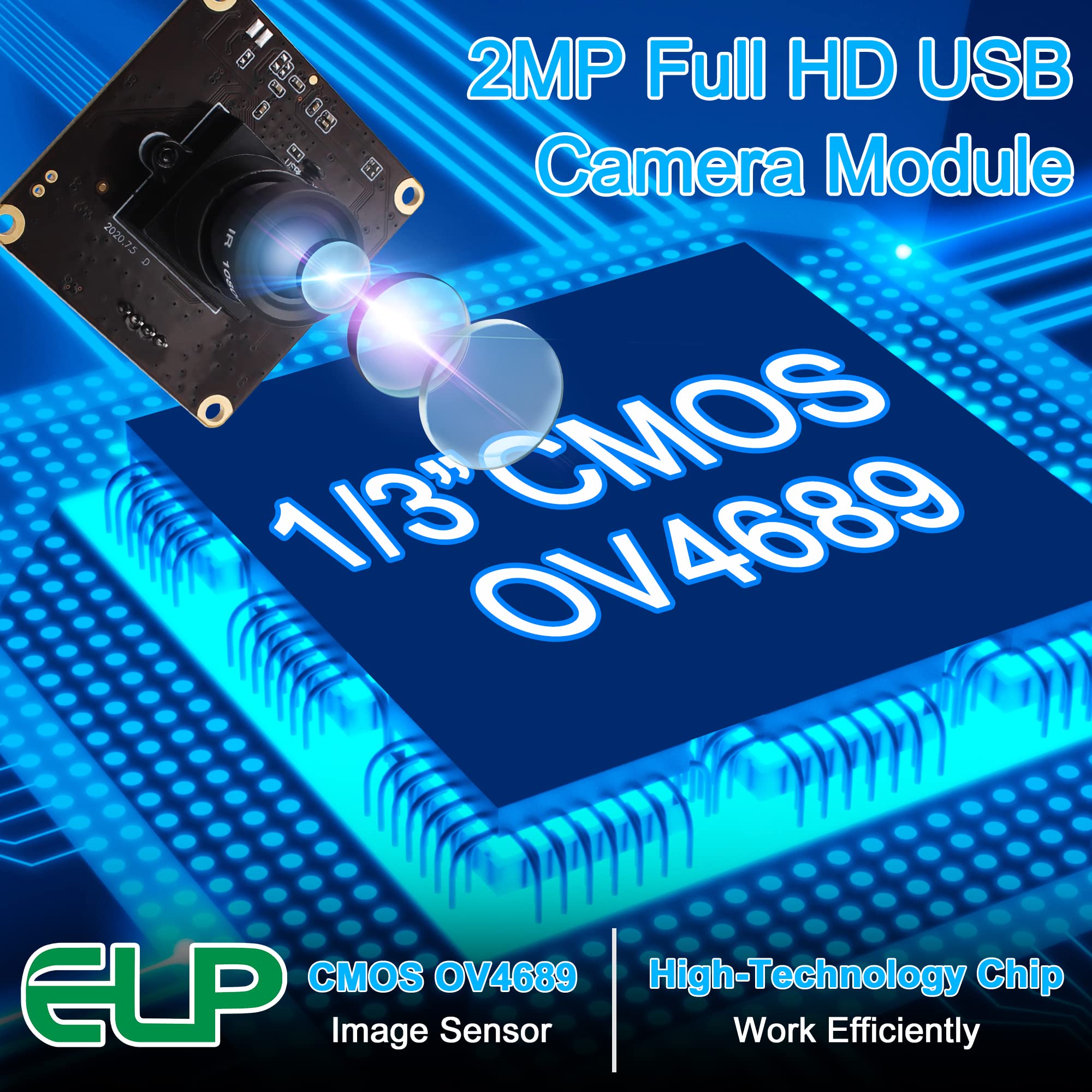 ELP 2MP High Speed USB Camera Module for Computer 1080P Mini UVC USB2.0 Webcam Board CMOS OV4689 Video CCTV Industrial PC Camera for Laptop High Frame 260fps 120fps 60fps Lightburn Camera