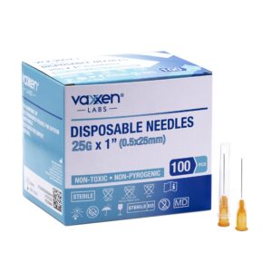 vaxxen labs disposable 25g x 1" luer lock (box of 100)