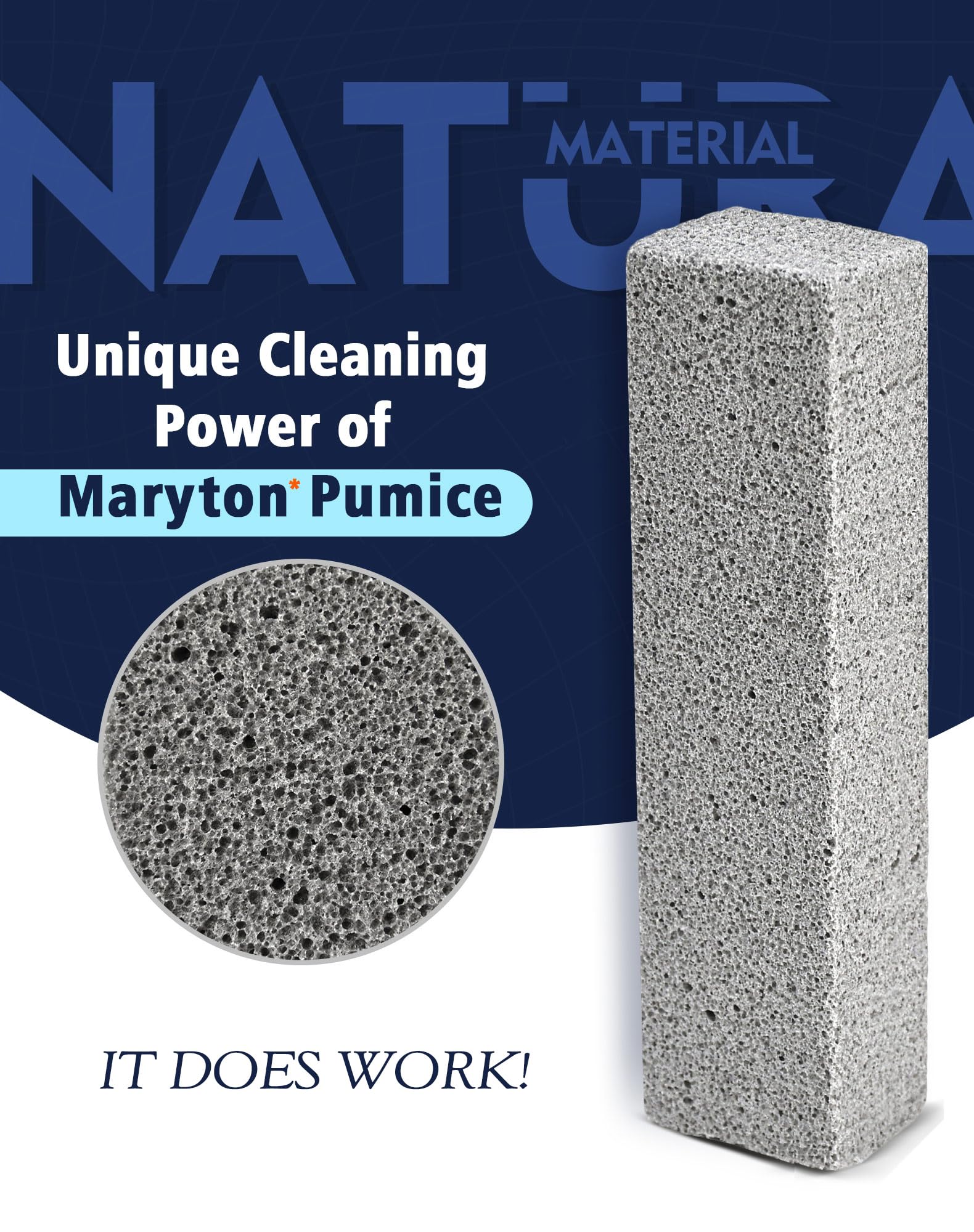 Maryton Pumice Stone for Toilet Bowl Cleaning, Remove Hard Water Rings, Limescale Stains, Calcium Buildup, Iron and Rust, Pumice Stick for Bathtubs, Pool Shower Tiles, Kitchen, Household, 6 Count