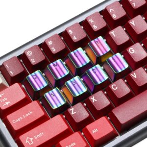 Teamwolf stainless steel MX Metal Keycap for keyboard gaming key QWERWASD R2 R3 light through back lit Black Blue Gold gradient (TW Silver QWERWASD)