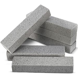 maryton pumice stone for toilet bowl cleaning, remove hard water rings, limescale stains, calcium buildup, iron and rust, pumice stick for bathtubs, pool shower tiles, kitchen, household, 6 count