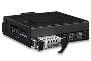 icy dock tougharmor mb105vp-b 2 x u.2 / u.3 nvme pcie 4.0 64gbps ssd (up to 15 mm) to 1 x slimsas 8i (sff-8654) removable frame housing in 1 x 5.25 inch bay black complete metal