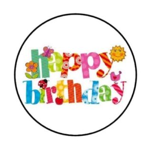 48 pcs happy birthday bright colors​​​​​​​​​​​​ stickers envelope seals labels round tags, stamps sticker for gift cards, envelopes, boxes for holiday, birthday, christmas