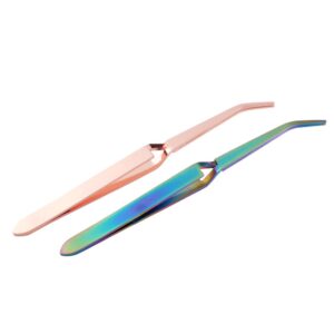 jualyue nail art tweezers set stainless steel tip c curve pinchers sculpture clip manicure pointed slant tool for nail art 2pcs, curved nail tweezers, nail tweezers nipper, nail tweezers