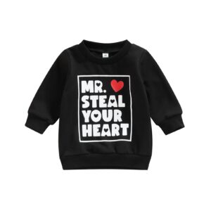 eadrioss toddler baby boys girls valentine's day outfit mr. steal your heart sweatshirt spring valentines clothes top