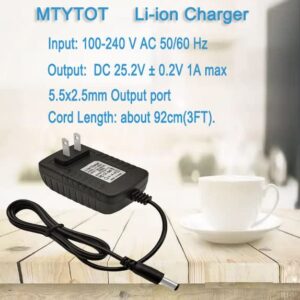 MTYTOT 25.2V 1000mA Power Supply Adapter 25.2v ac/dc Adapter 100-240V Input AC to DC 25.2 Volt 1A 800mA 450mA Power Adapter Transformer 5.5mmx2.5mm US Plug