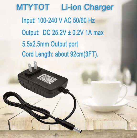 MTYTOT 25.2V 1000mA Power Supply Adapter 25.2v ac/dc Adapter 100-240V Input AC to DC 25.2 Volt 1A 800mA 450mA Power Adapter Transformer 5.5mmx2.5mm US Plug