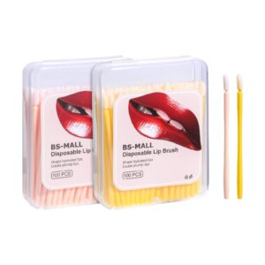 bs-mall disposable lip brush bendable concealers eye shadows lip nail art 200 pcs set (pink & yellow)