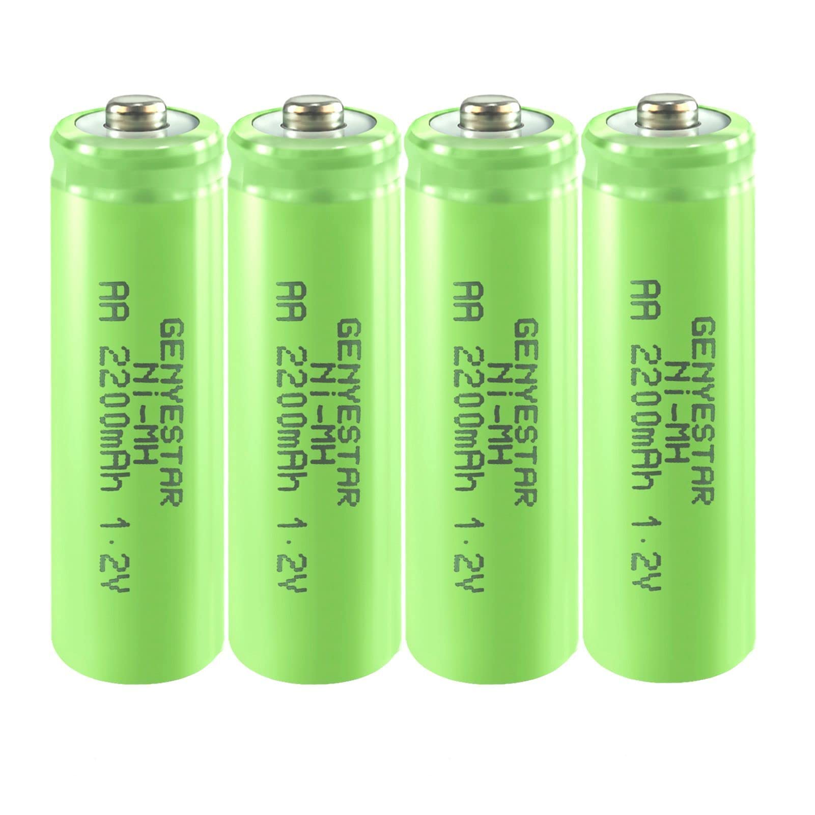 GENYESTAR Rechargeable AA Battery NIMH 1.2V Double A 2200mAh High Capacity 4 Pack Pre-Charged Solar Batteries Low Self Discharge for Solar Light Replacement Electronic Toys Household Devices