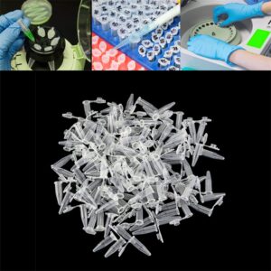 50pcs 1.5ml microcentrifuge tube with snap cap, clear plastic centrifuge tubes small sample bottle mirco test tubes for sample storage container