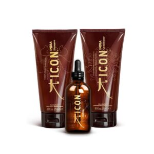 i.c.o.n. india trio (india shampoo 8.5 oz, india conditioner 8.5 oz, india oil 3.8 oz)