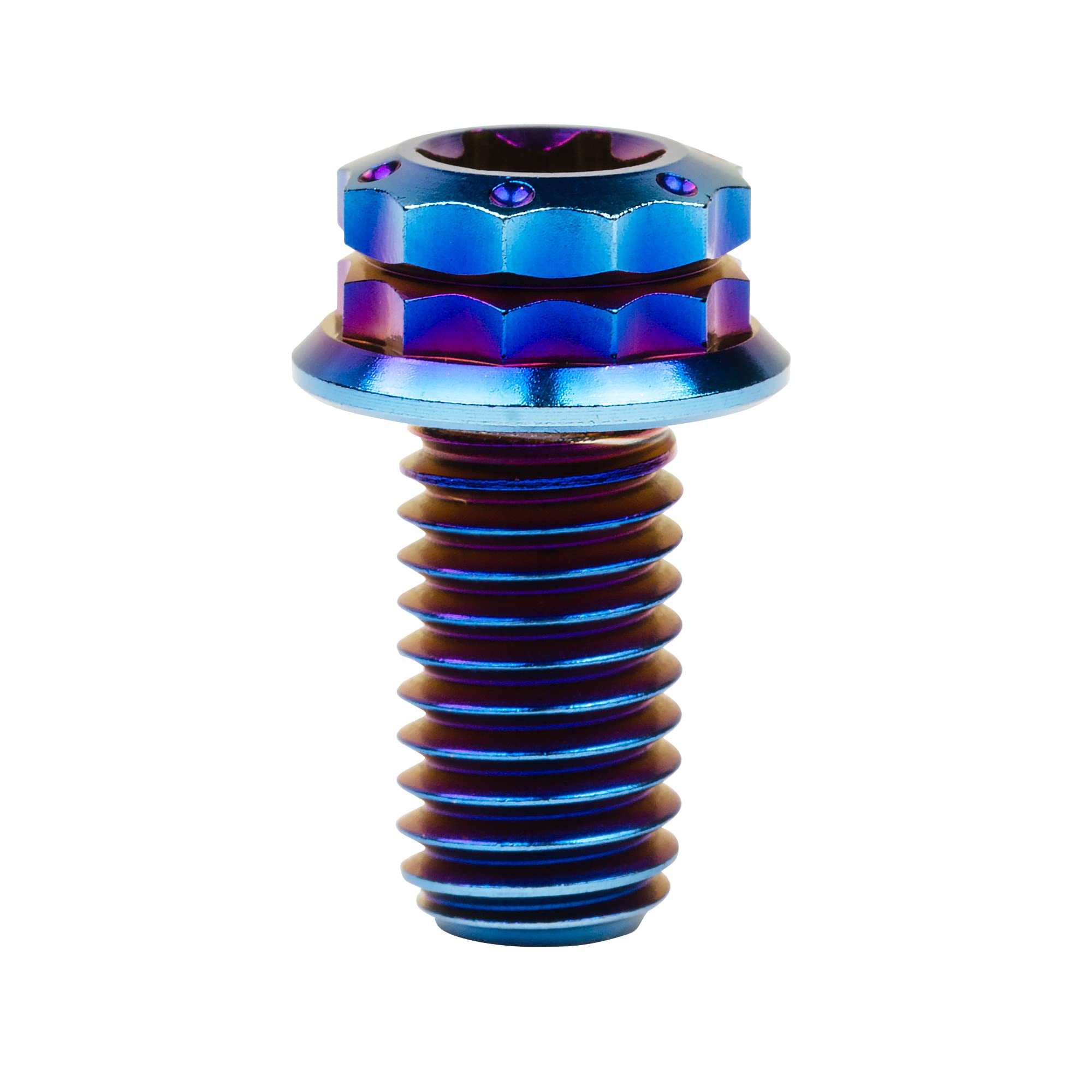 Wanyifa Titanium Flange 12 Point Head M8 x15 20 25 30 35 40 45 50 55 60 65mm Screw Bolt Pack of 4 (M8x15mm, Burning Blue)