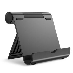 jetech tablet stand, adjustable portable desktop holder, foldable dock for ipad/ipad pro/air/mini, galaxy tab a8/a7 lite/a7/s8/s7, kindle, tab/phones(4-13"), black