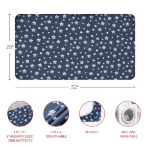 Crib Sheets & Waterproof Crib Mattress Protector for Boys 4 Pack Set, Viscose Made from Bamboo, Waterproof Crib Sheets Mattress Pad Cover, Grey & Navy