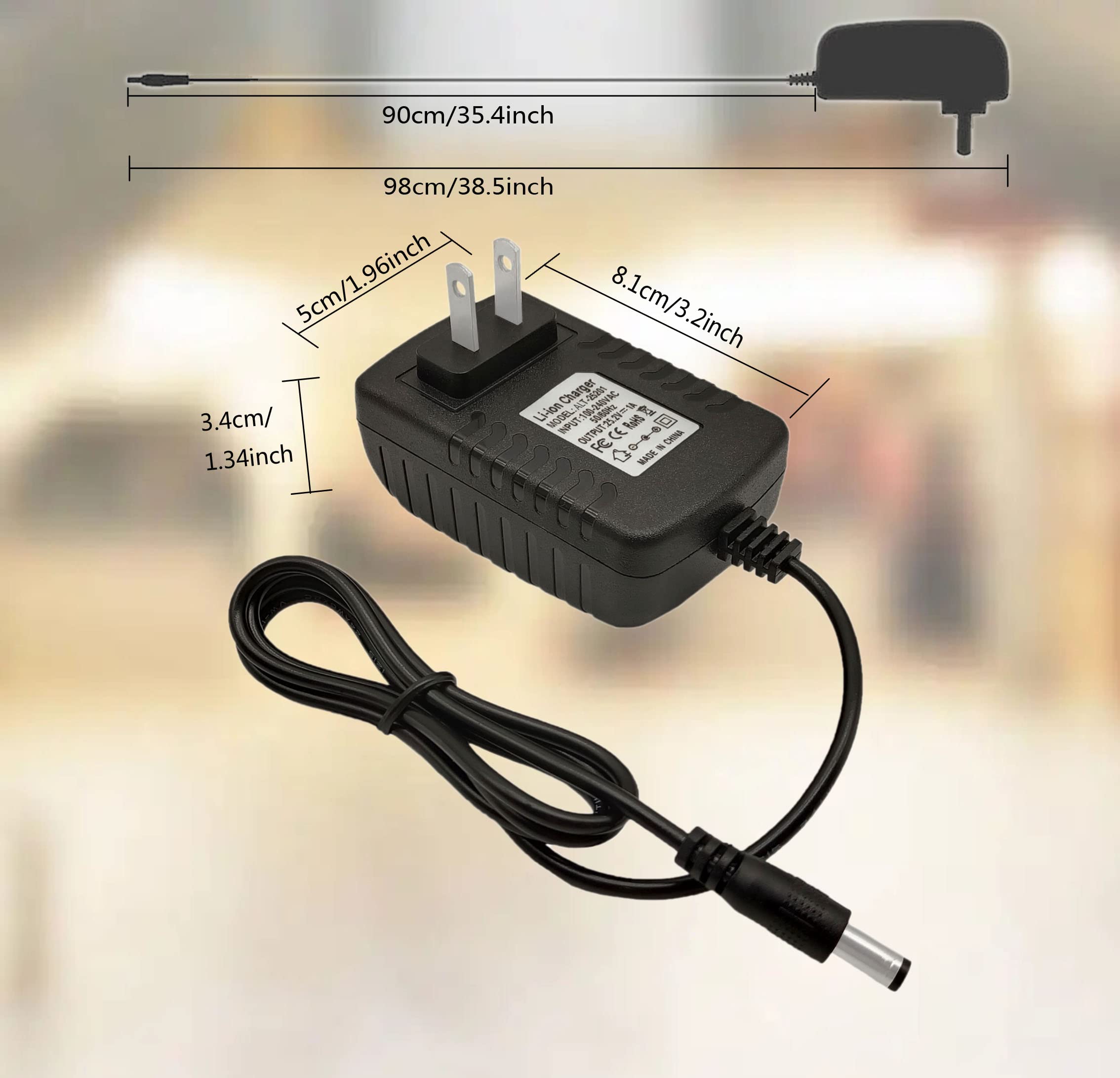 MTYTOT 25.2V 1000mA Power Supply Adapter 25.2v ac/dc Adapter 100-240V Input AC to DC 25.2 Volt 1A 800mA 450mA Power Adapter Transformer 5.5mmx2.5mm US Plug