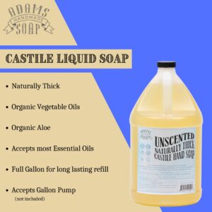 Adams Handmade Soap Thick Organic Castile Liquid Hand Soap 1 Gallon Refill- Unscented