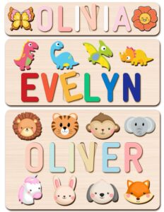 name puzzle for kids personalized, easter basket stuffers for toddler, with gift wrapping and customizable blessing on the back