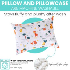 Via La Vie My Dream Pillow Small Toddler Pillow with Pillowcase - 100% Cotton Fabric with Polyester Fill Hypoallergenic Sleeping Pillow for Kids - Machine Washable, 13x18 Inches