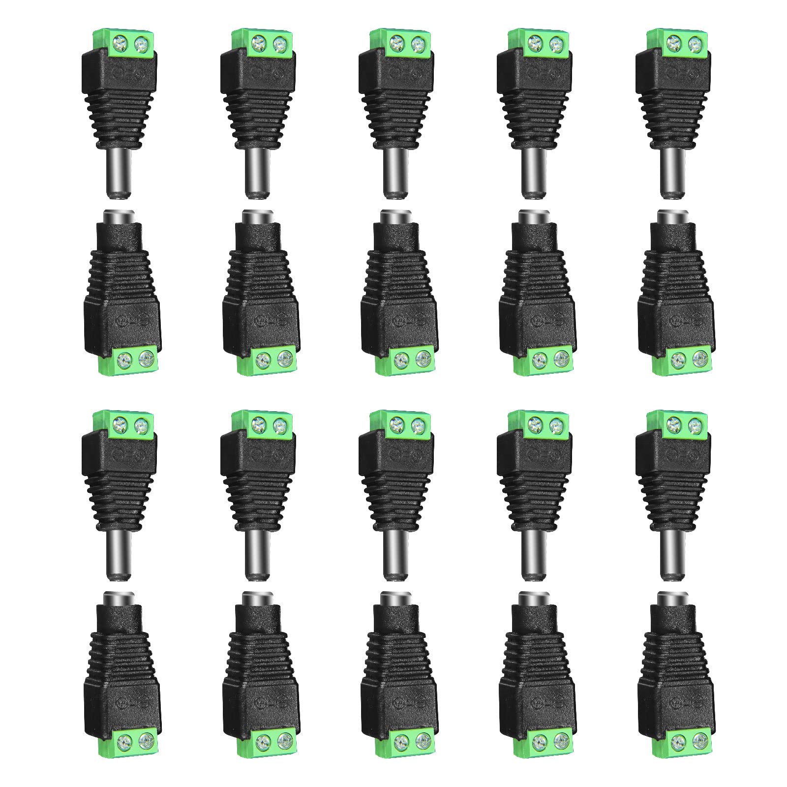 ANLINK 10 Pairs (10 x Male + 10 x Female) 12V 5.5mm x 2.1mm DC Power Jack Plug Adapter Connector for LED Strip, CCTV Security Camera